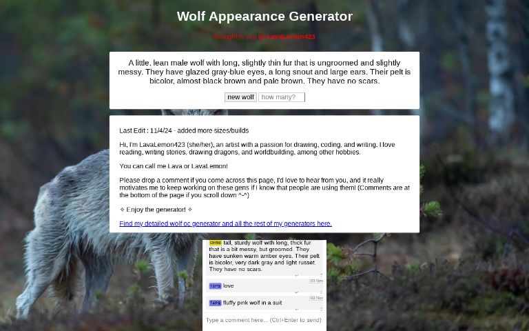 Wolf Appearance Generator