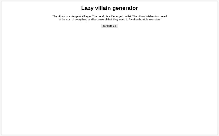 Lazy villain generator