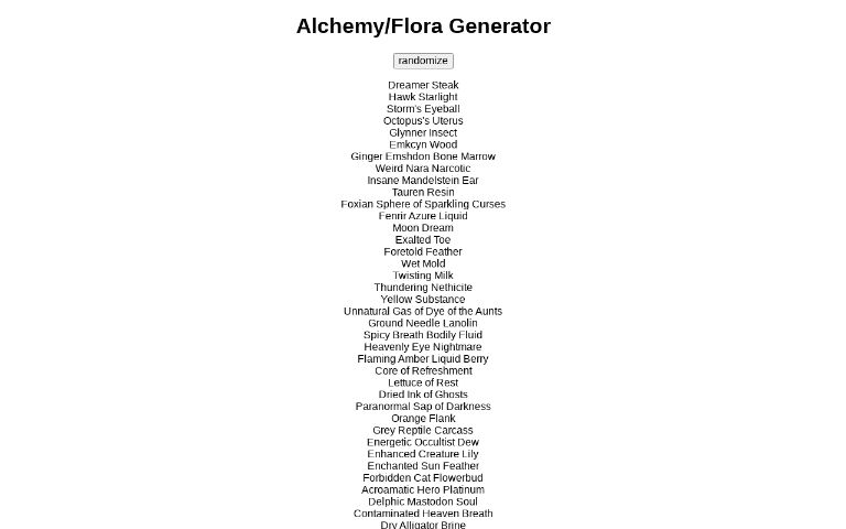 Alchemy/Flora Generator