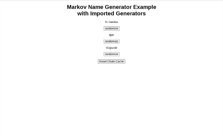 Markov Name Generator Examplewith Imported Generators