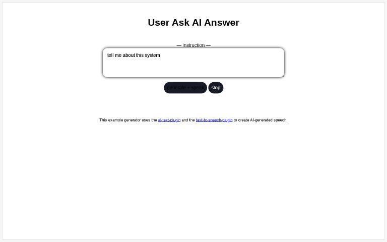 User Ask AI Answer ― Perchance Generator