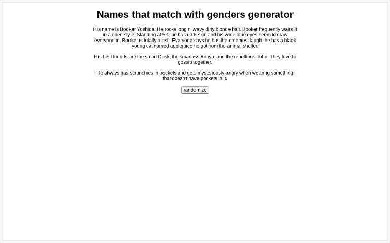 Names that match with genders generator