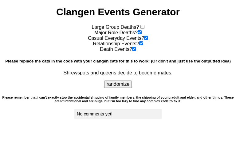 Clangen Events Generator