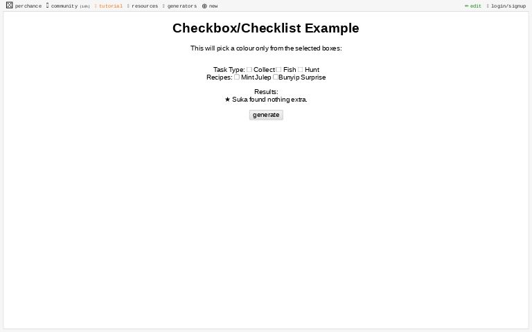 Checkbox/Checklist Example ― Perchance Generator