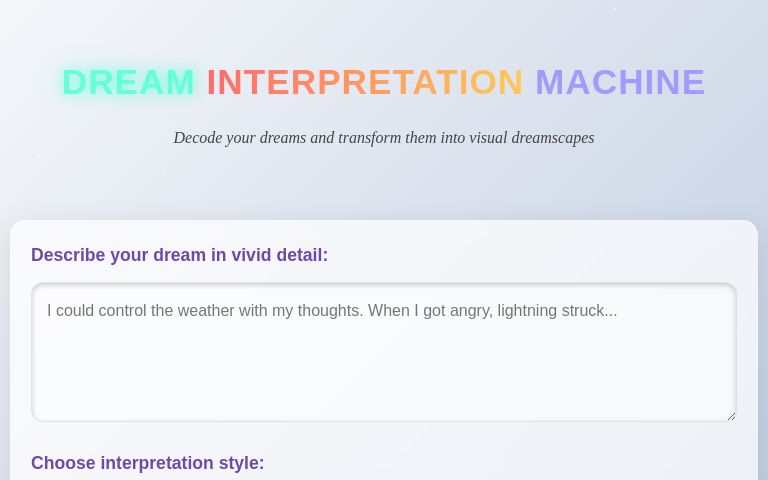 Dream Interpretation Machine ― Perchance Generator