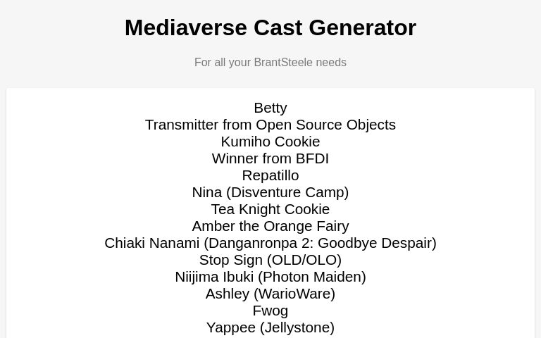 Mediaverse Cast Generator