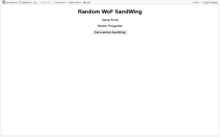 Random WoF SandWing ― Perchance Generator
