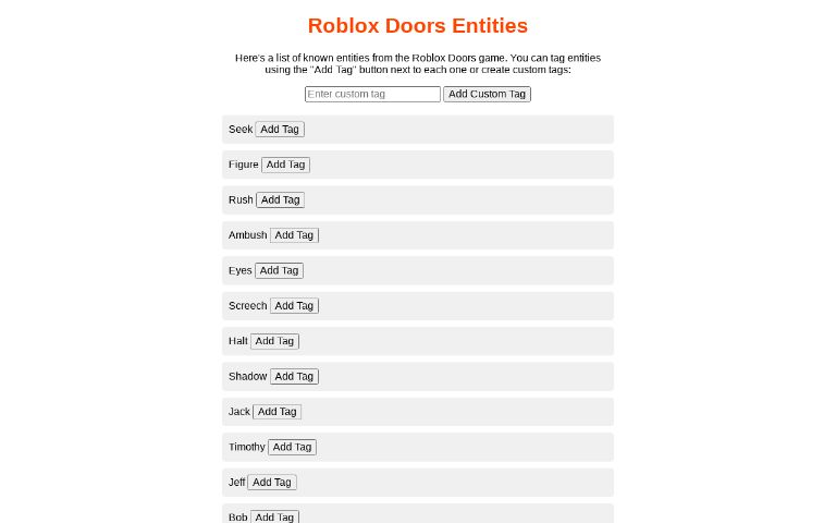 Roblox Doors Entities ― Perchance Generator