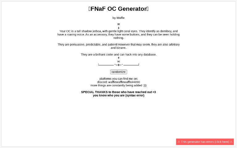 【FNaF OC Generator】