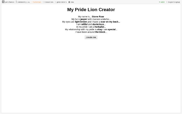 My Pride Lion Creator ― Perchance Generator