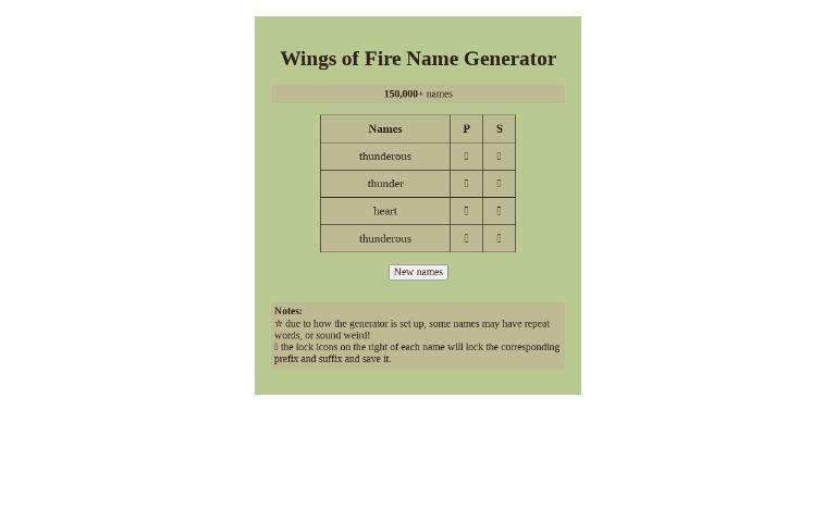 Wings of Fire Name Generator