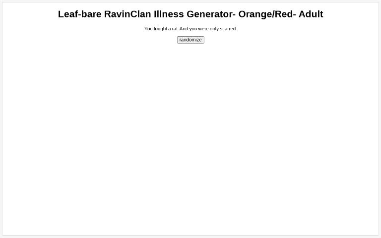 Leaf-bare RavinClan Illness Generator- Orange/Red- Adult