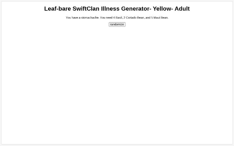 Leaf-bare SwiftClan Illness Generator- Yellow- Adult