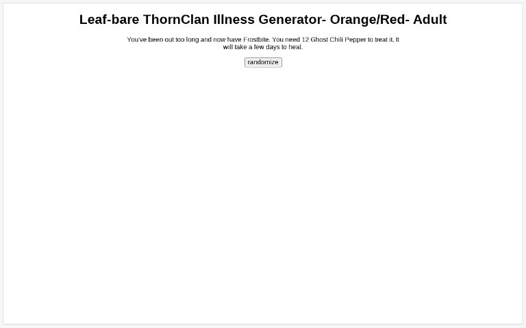 Leaf-bare ThornClan Illness Generator- Orange/Red- Adult