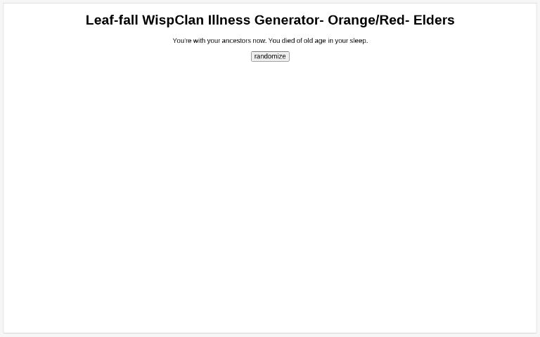 Leaf-fall WispClan Illness Generator- Orange/Red- Elders
