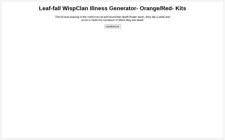 Leaf-fall WispClan Illness Generator- Orange/Red- Kits