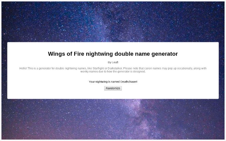 Wings of Fire nightwing double name generator