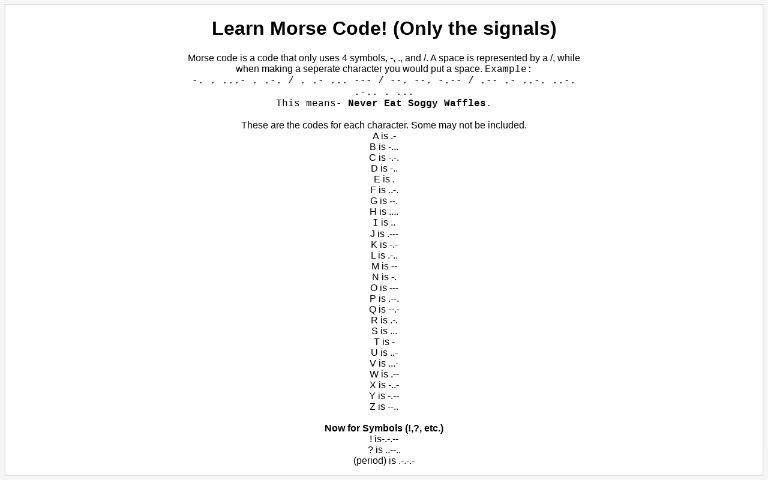 Learn Morse Code! (Only the signals) ― Perchance Generator