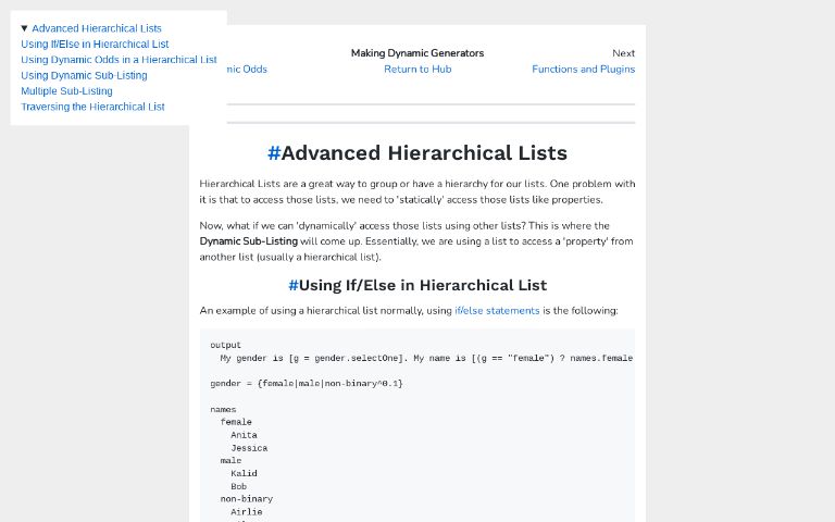 #Advanced Hierarchical Lists ― Perchance Generator