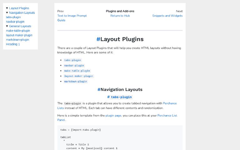 #Layout Plugins ― Perchance Generator