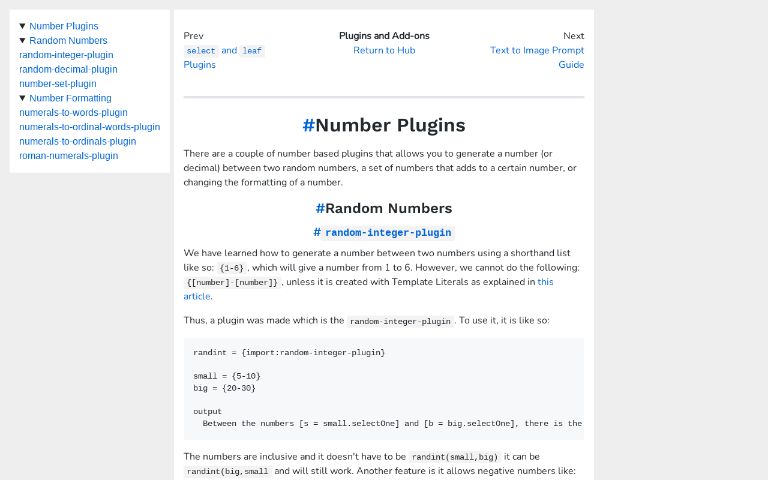 Number Plugins ― Perchance Generator
