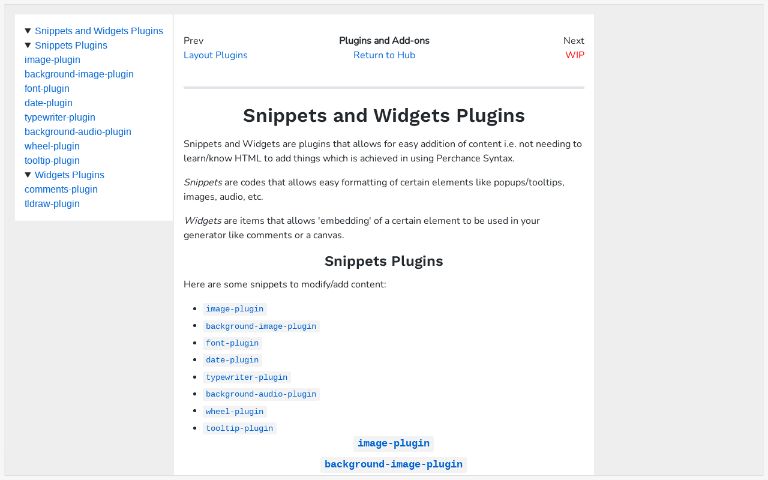 Snippets and Widgets Plugins ― Perchance Generator