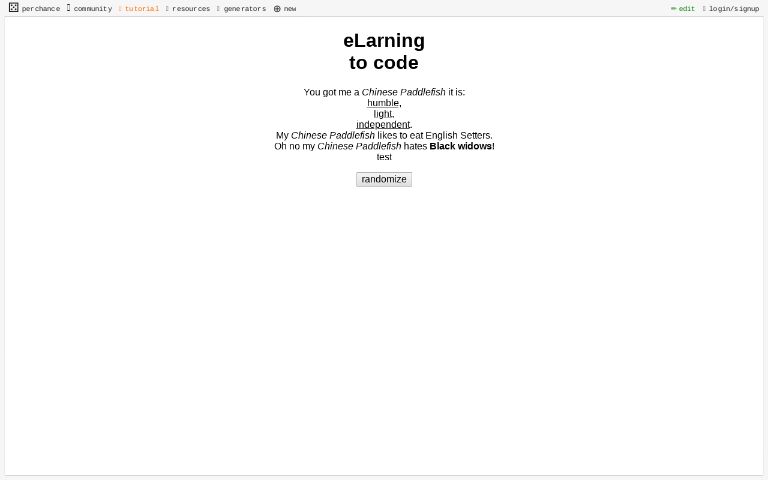 eLarning to code ― Perchance Generator