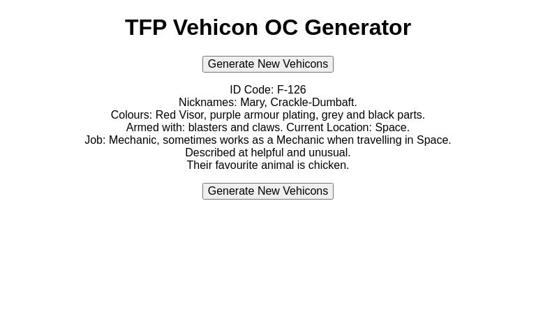 TFP Vehicon OC Generator
