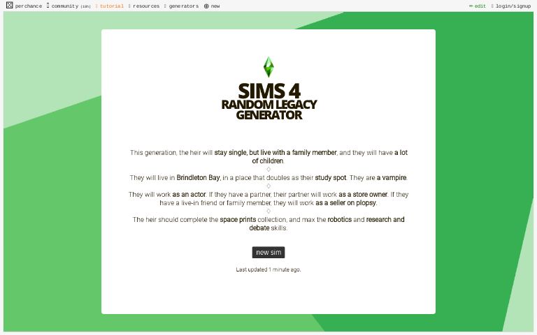 Sims 4 ― Perchance Generator