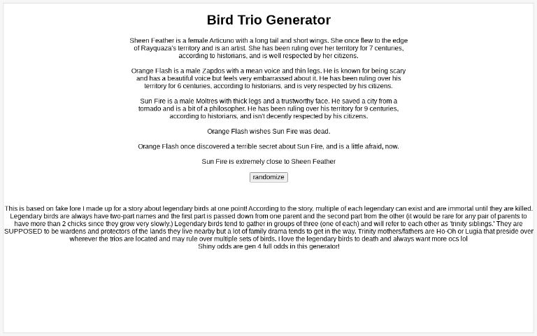 Bird Trio Generator