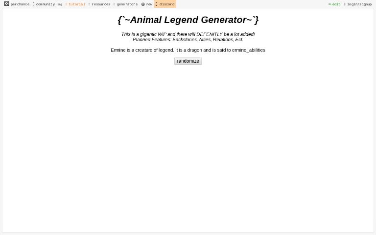 {`~Animal Legend Generator~`}
