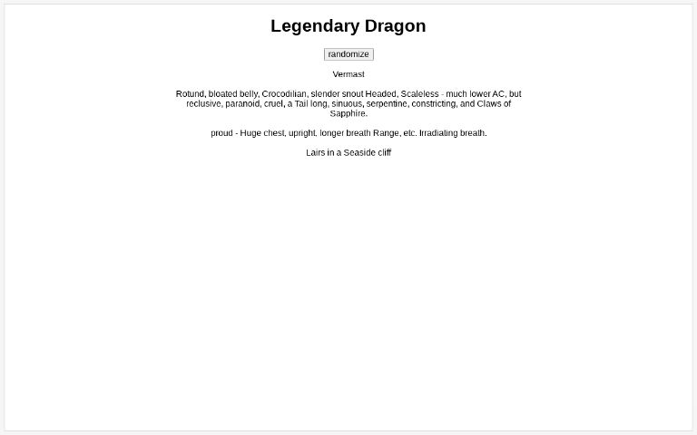 Legendary Dragon ― Perchance Generator
