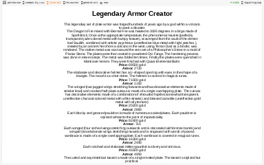 Legendary Armor Creator ― Perchance Generator