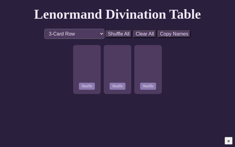 Lenormand Divination Table ― Perchance Generator