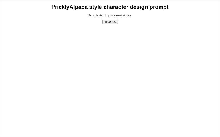 PricklyAlpaca style character design prompt ― Perchance Generator