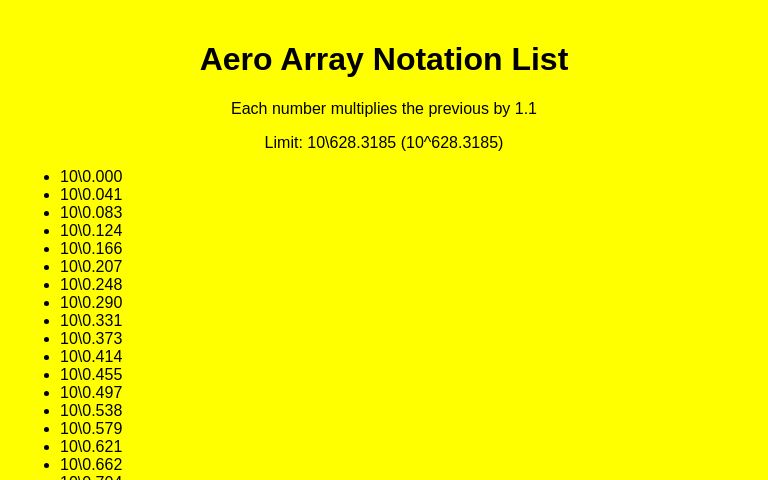 Aero Array Notation List ― Perchance Generator