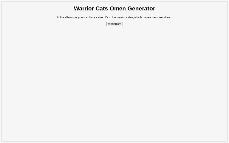 Warrior Cats Omen Generator