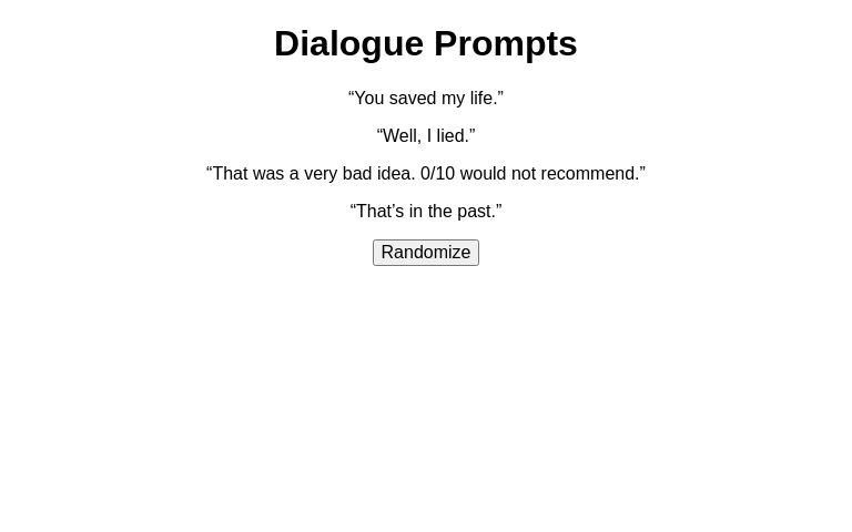 Dialogue Prompts ― Perchance Generator