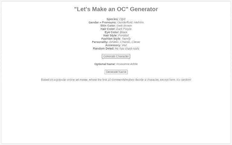"Let's Make an OC" Generator