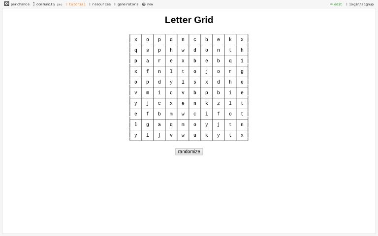 Letter Grid ― Perchance Generator