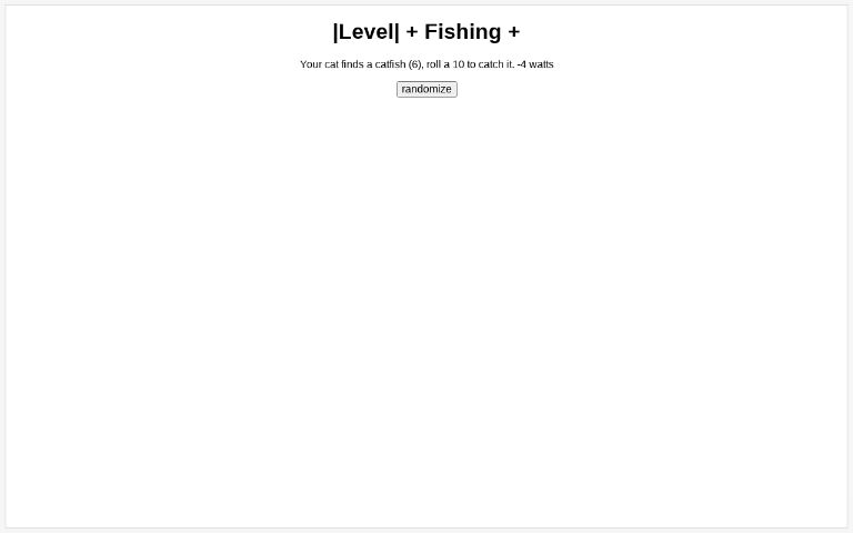 |Level| + Fishing + ― Perchance Generator