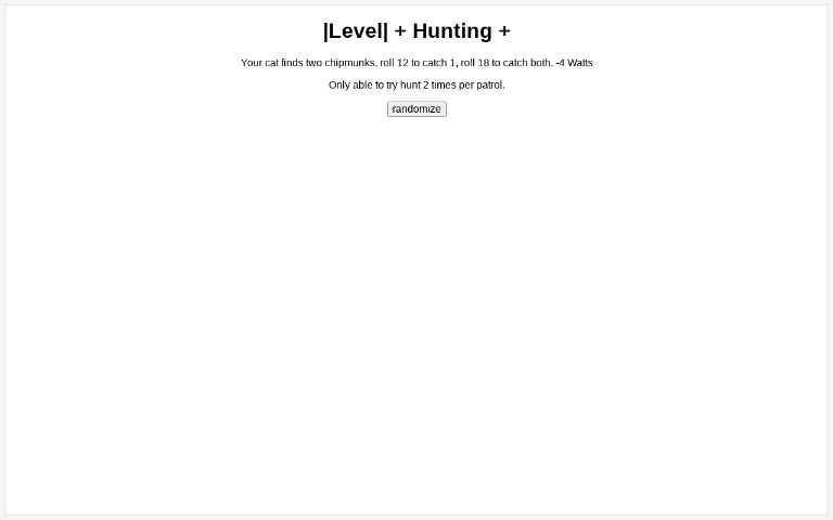 |Level| + Hunting + ― Perchance Generator
