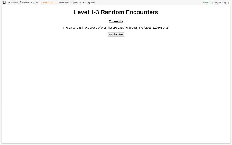 Level 1-3 Random Encounters ― Perchance Generator