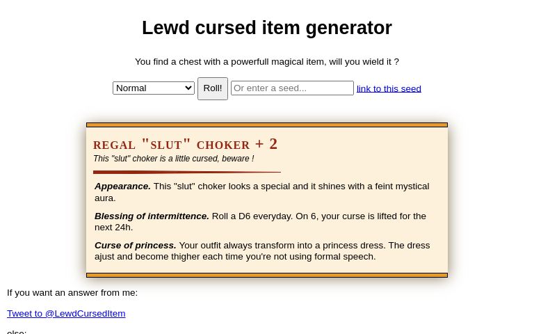 Lewd cursed item generator