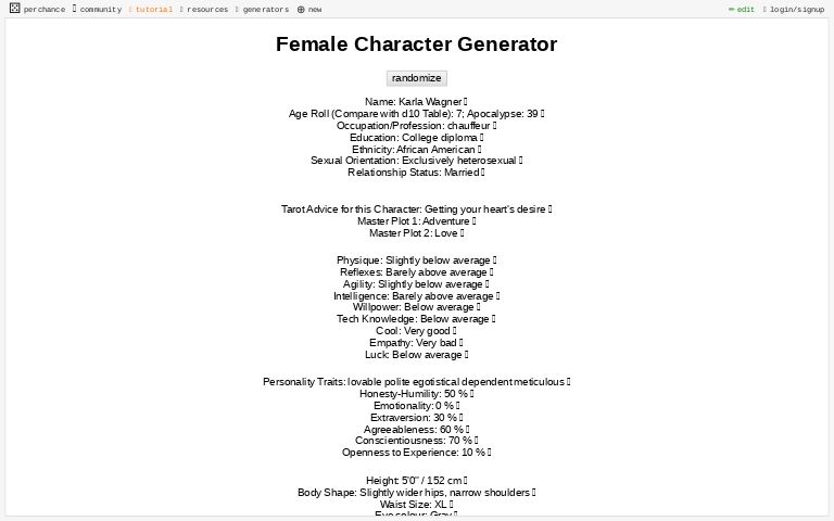 Female Character Generator