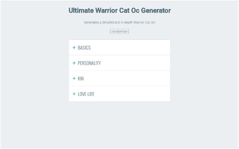 Ultimate Warrior Cat Oc Generator