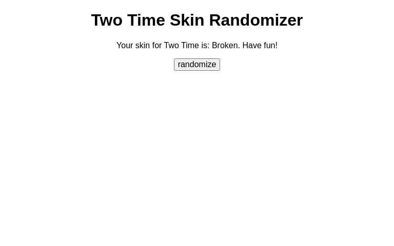 Two Time Skin Randomizer ― Perchance Generator
