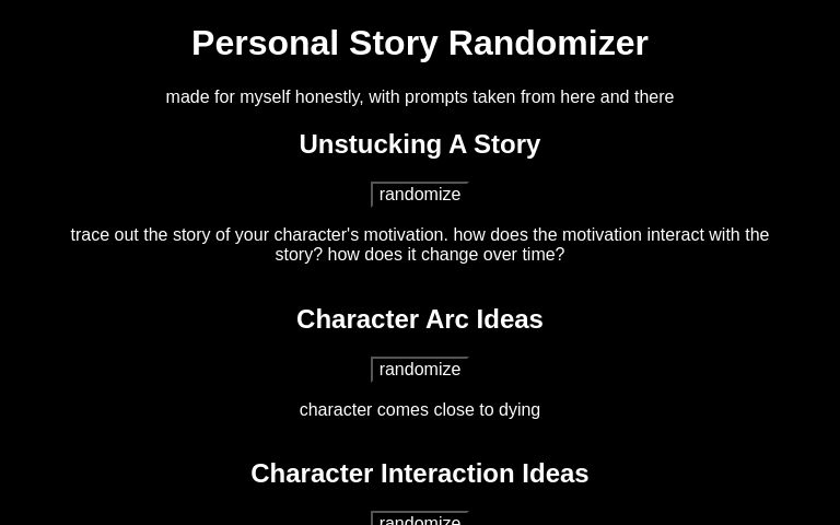 Personal Story Randomizer ― Perchance Generator