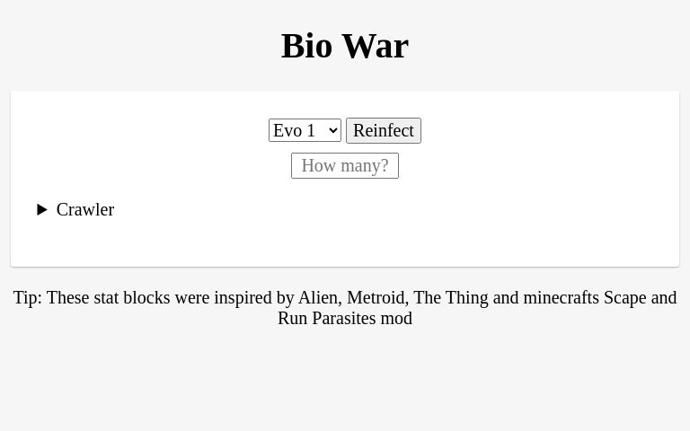 Bio War ― Perchance Generator