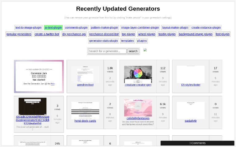 Recently Updated Generators